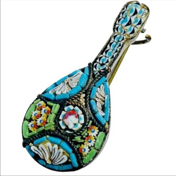 Vintage | Jewelry | Vintage Colorful Micro Mosaic Tile Brass Instrument ...